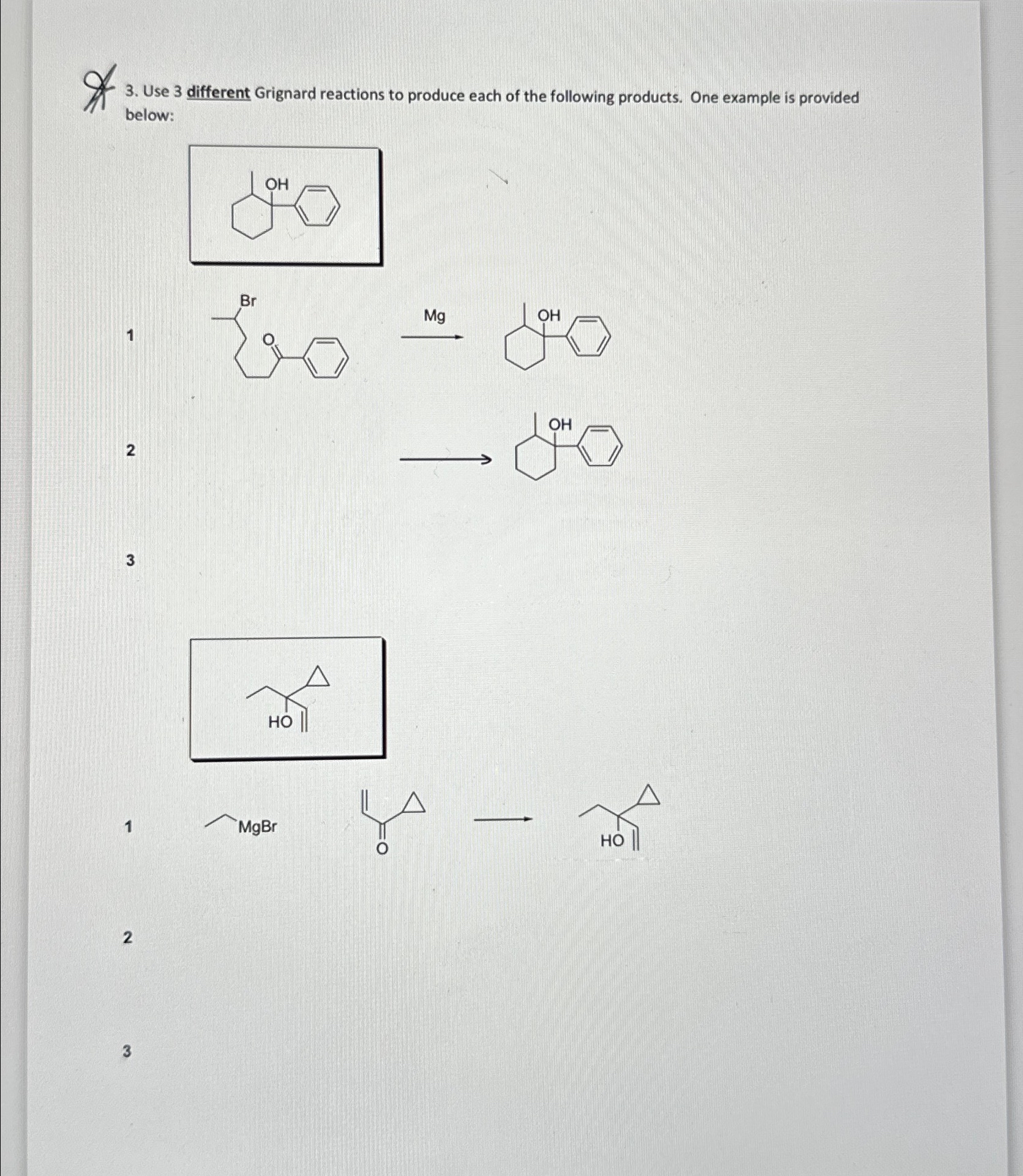 Solved Use 3 ﻿different Grignard reactions to produce each | Chegg.com