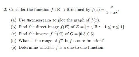 Solved Consider the function f:R→R ﻿defined by | Chegg.com
