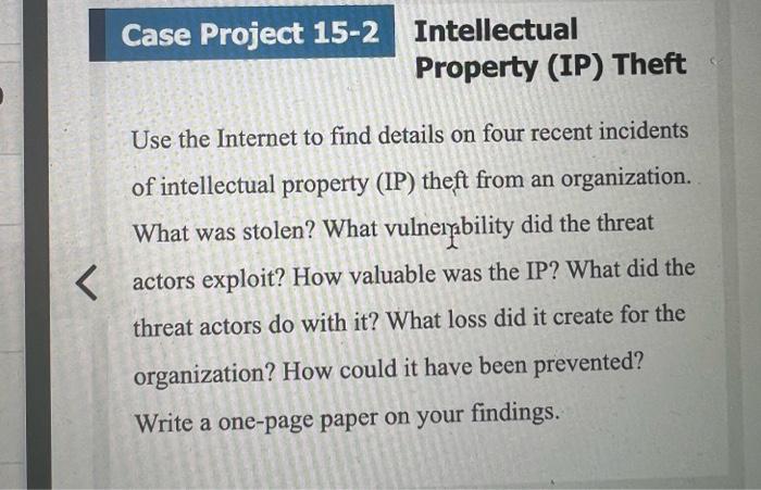 Solved Intellectual Property (IP) Theft Use the Internet to | Chegg.com