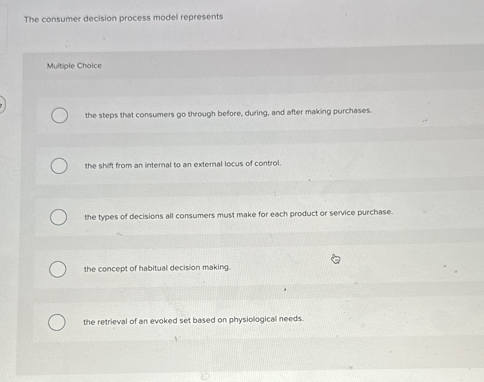 Solved The consumer decision process model | Chegg.com
