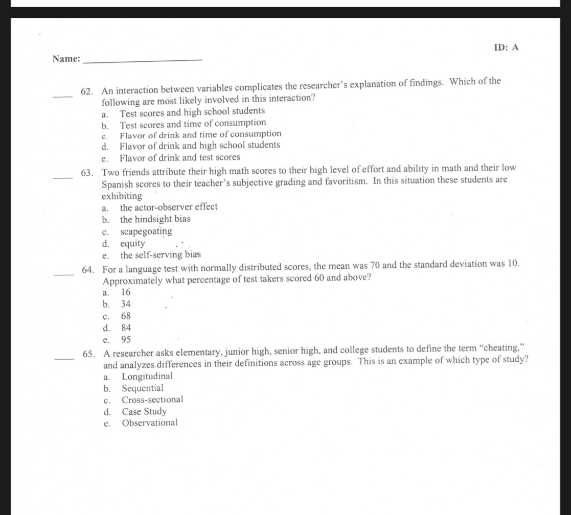 Solved ID: AName: q, q,62. ﻿An interaction between variables | Chegg.com