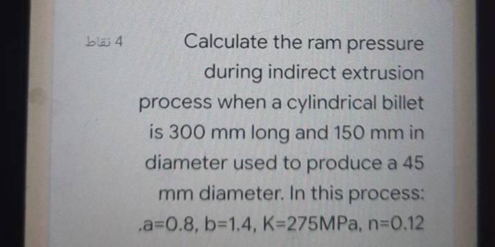 Solved blaj 4 Calculate the ram pressure during indirect | Chegg.com