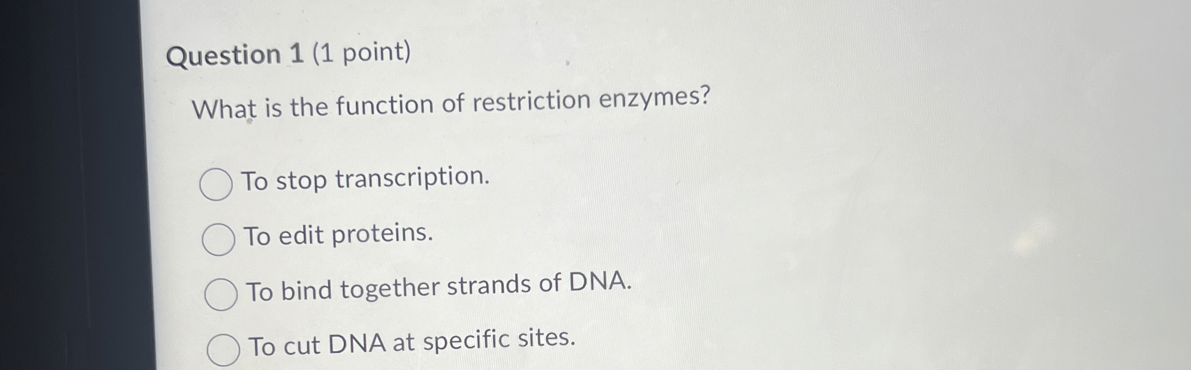 Solved Question 1 (1 ﻿point)What is the function of | Chegg.com