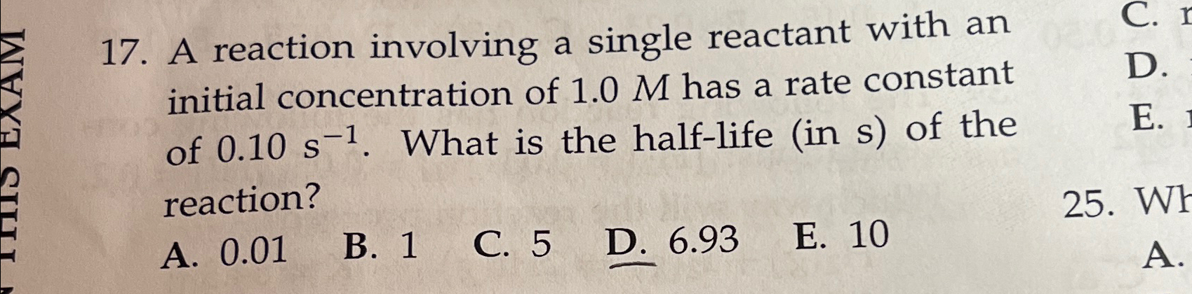Solved A reaction involving a single reactant with an | Chegg.com