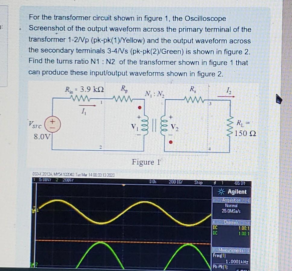 Solved For the transformer circuit shown in figure 1, the | Chegg.com