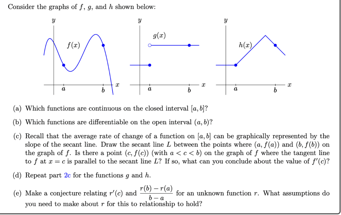 Solved Consider the graphs of f,g, ﻿and h ﻿shown below:(a) | Chegg.com
