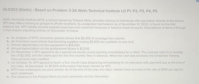 Solved GL0302 (Static) - Based on Problem 3-3A Wells | Chegg.com