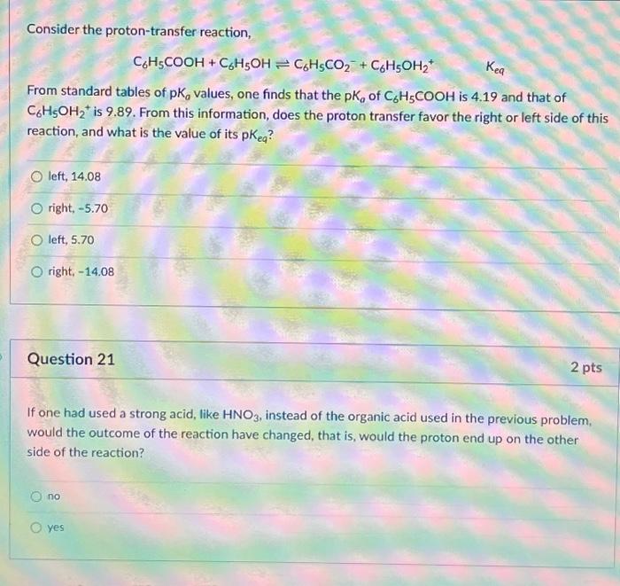Solved Consider the proton-transfer reaction, | Chegg.com