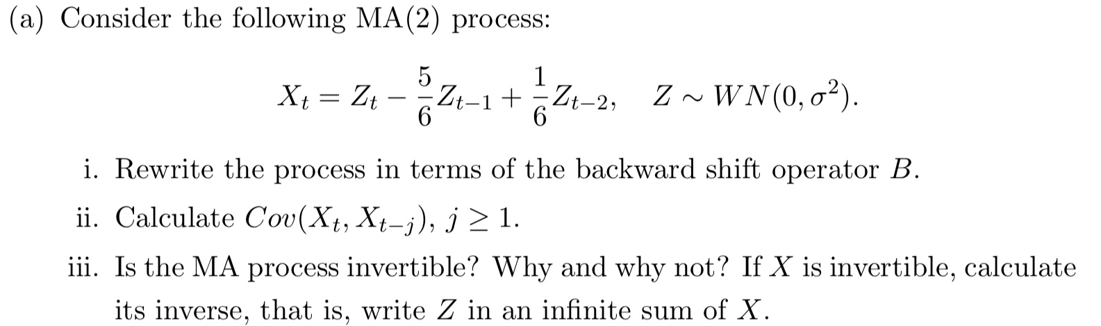 Solved (a) ﻿Consider the following MA(2) | Chegg.com