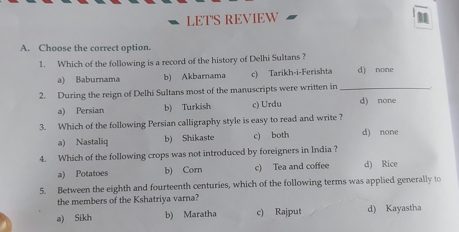 LET'S REVIEW -A. ﻿Choose the correct option.Which of | Chegg.com