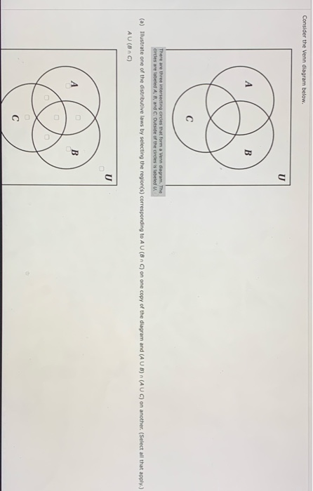 Solved Consider the Venn diagram below. B There are three | Chegg.com