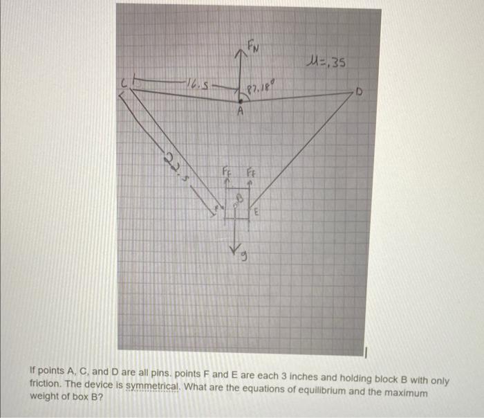 Solved If points A,C, and D are all pins. points F and E are | Chegg.com
