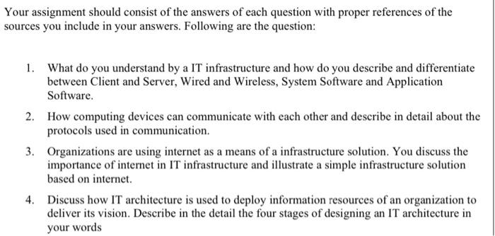 Your assignment should consist of the answers of each | Chegg.com