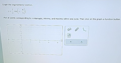 Solved Graph the trigonometric furction.y=12cos(x-π3)Plot | Chegg.com