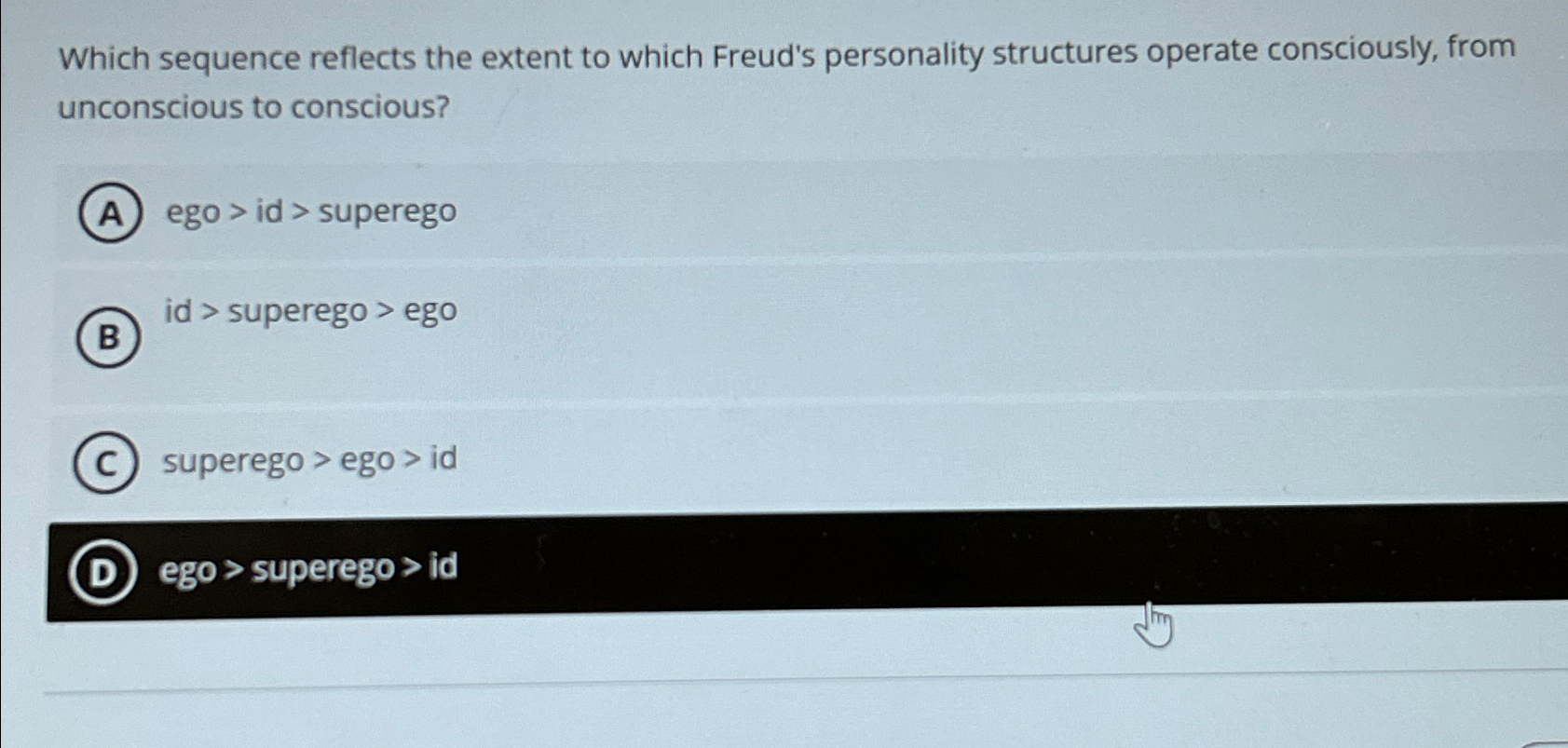 Solved Which sequence reflects the extent to which Freud's | Chegg.com