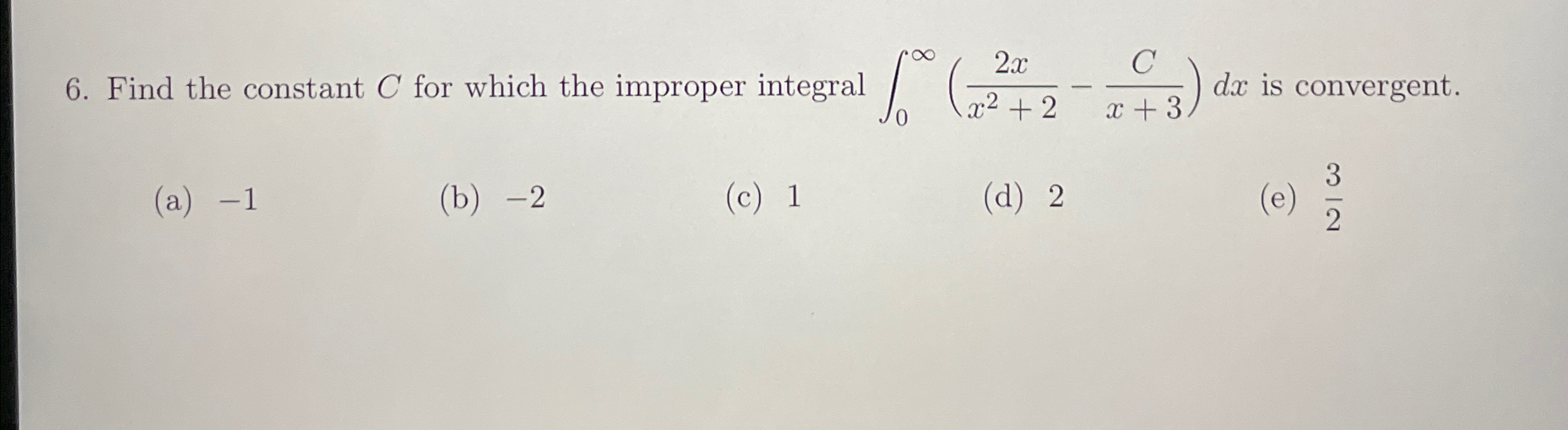 Solved Find the constant C ﻿for which the improper integral | Chegg.com