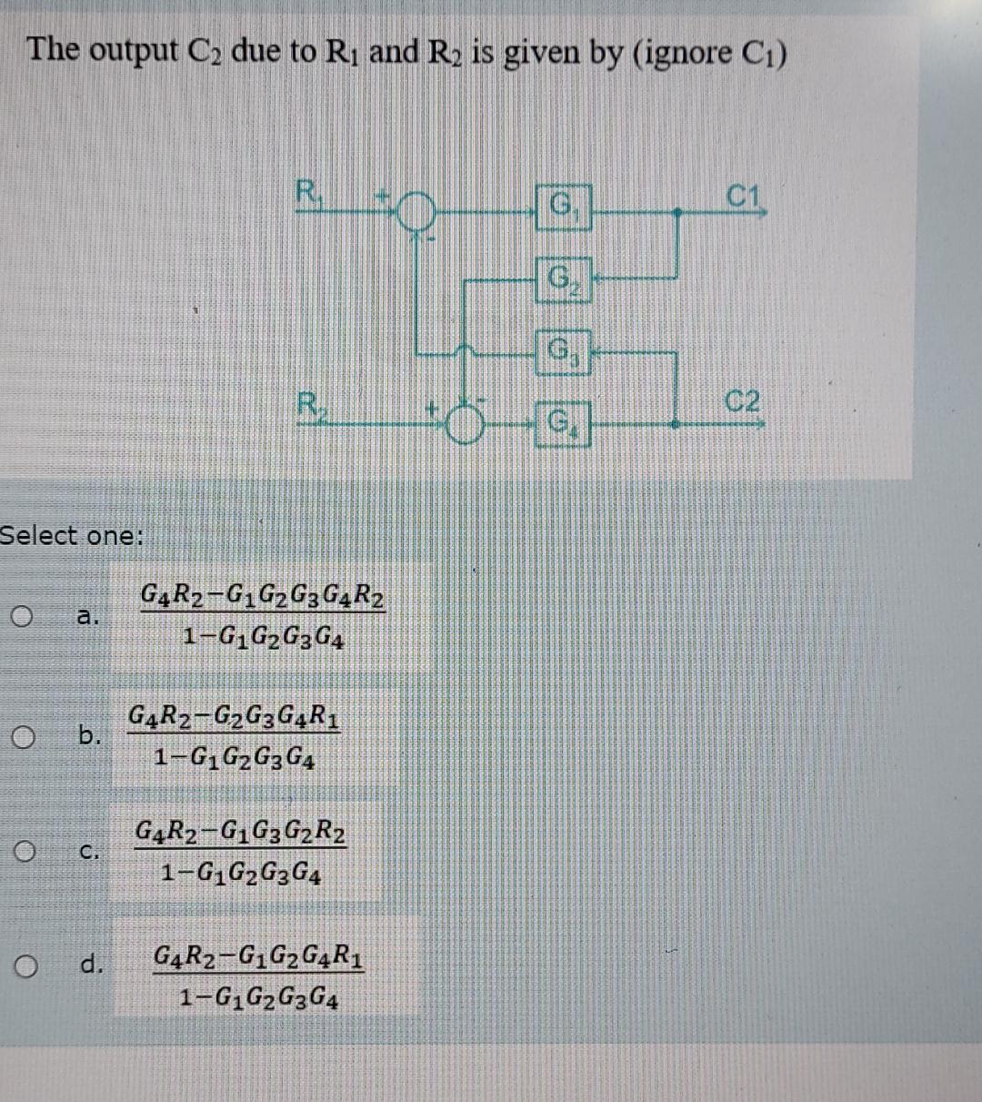 Solved The output C2 ﻿due to R1 ﻿and R2 ﻿is given by (ignore | Chegg.com
