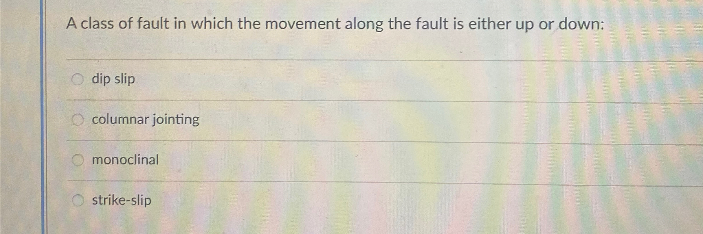 Solved A class of fault in which the movement along the | Chegg.com