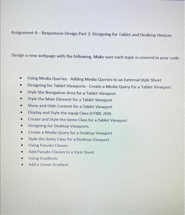 Solved Assignment 4 - Responsive Design Part 2: Designing | Chegg.com