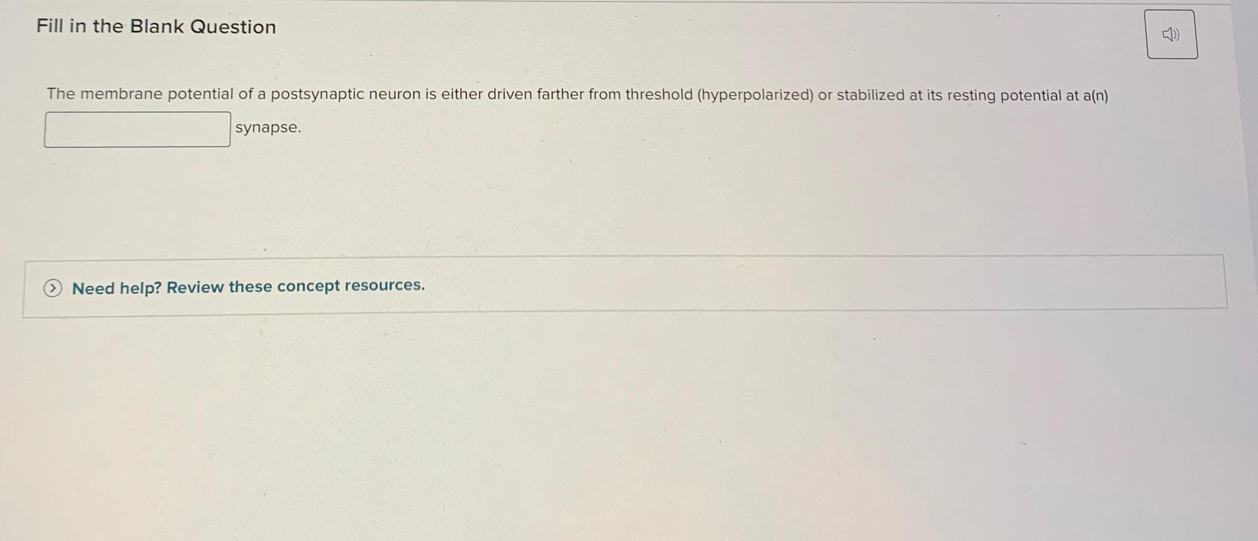 Solved Fill in the Blank QuestionThe membrane potential of a | Chegg.com