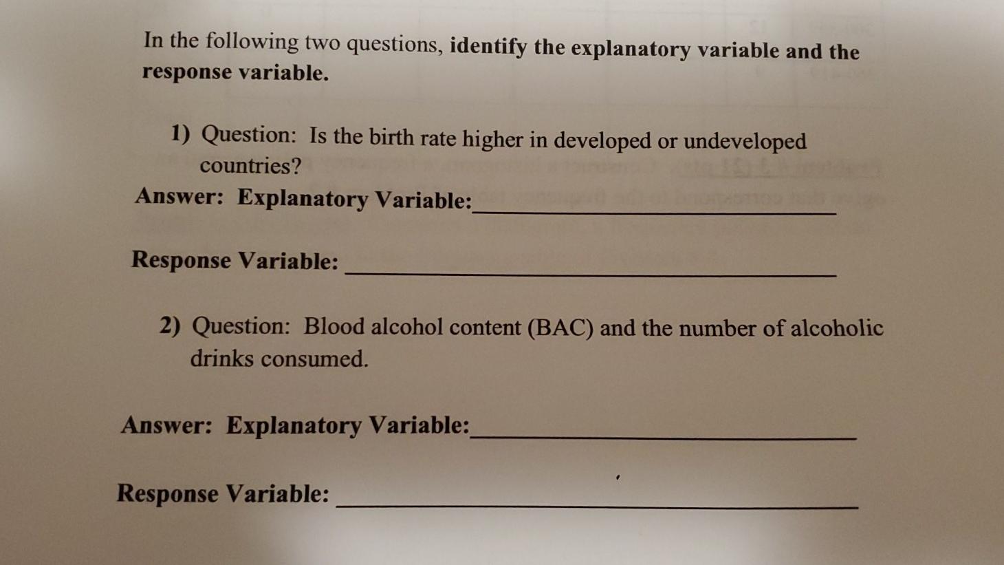 Solved In the following two questions, identify the | Chegg.com