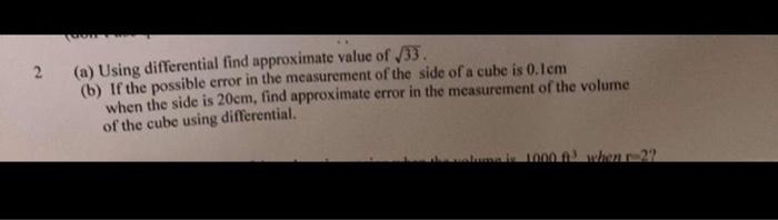 Solved (a) Using differential find approximate value of 33. | Chegg.com
