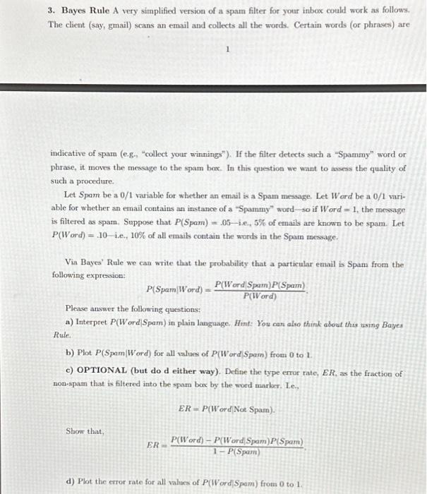Solved 3. Bayes Rule A very simplified version of a spaun | Chegg.com