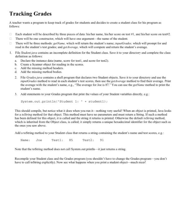 Solved Tracking Grades A teacher wants a program to keep | Chegg.com