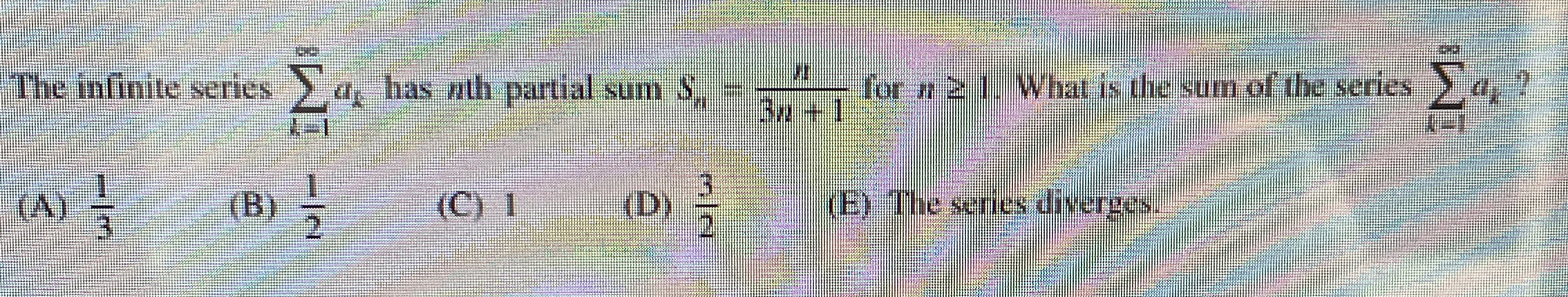 Solved The infinite series ∑k=1∞ak ﻿has nth partial sum | Chegg.com