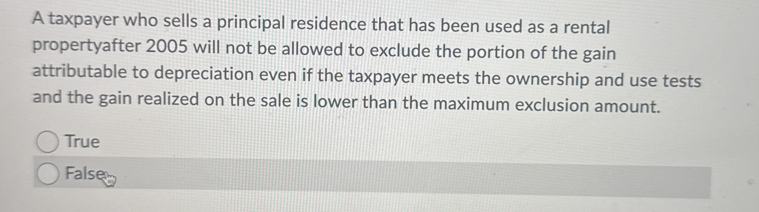 Solved A taxpayer who sells a principal residence that has | Chegg.com