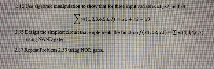 Solved 2.10 Use algebraic manipulation to show that for | Chegg.com