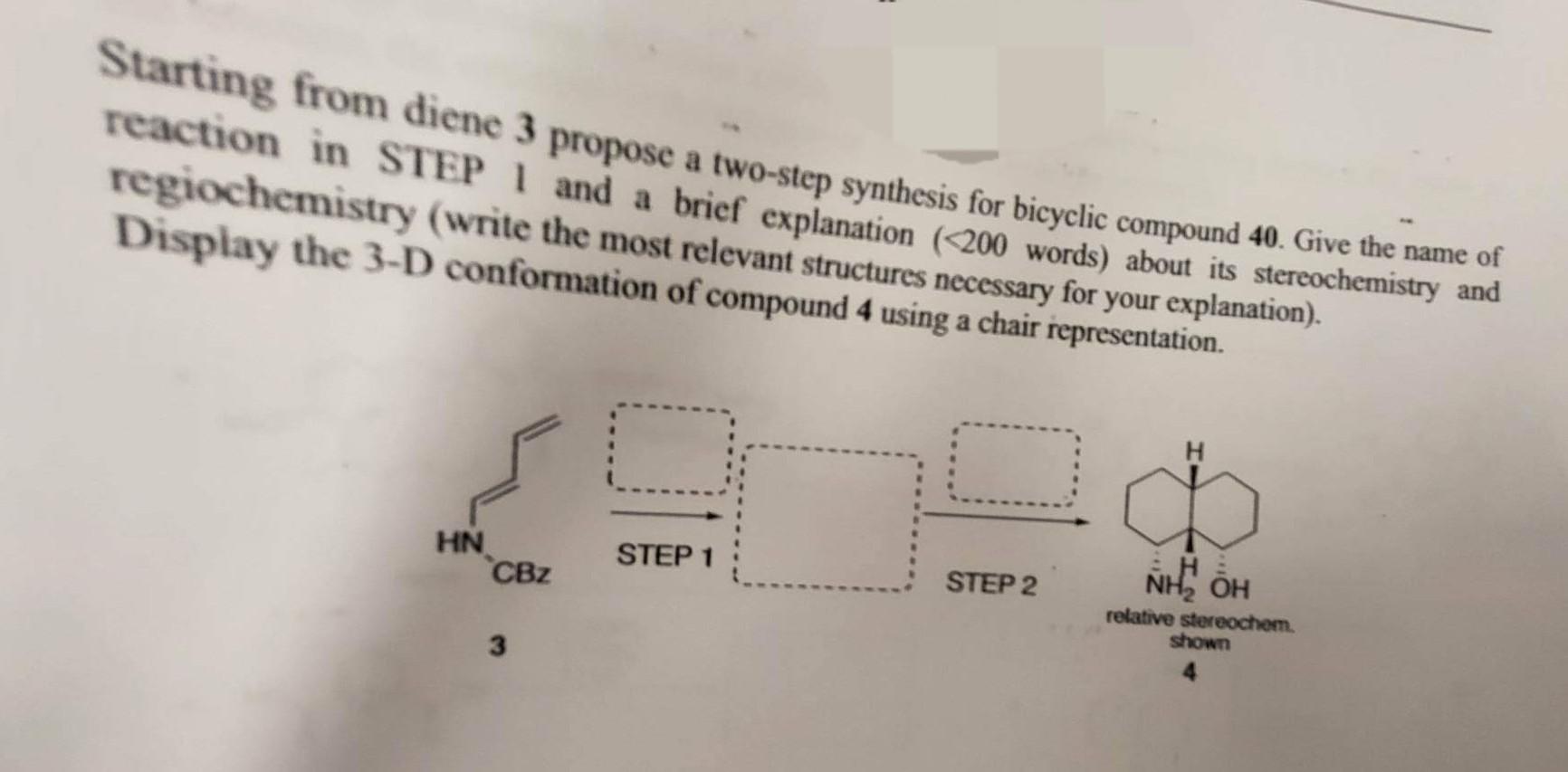 Solved Starting from diene 3 propose a two-step synthesis | Chegg.com