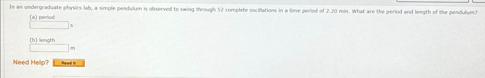 Solved In An Undergraduate Physics Lab A Simple Pendulum Is Chegg