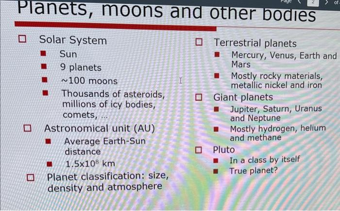 Solved one page summary about Earth in space.include:shape | Chegg.com