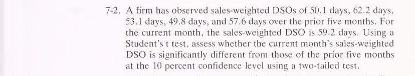 Solved 7-2. ﻿A firm has observed sales-weighted DSOs of 50.1 | Chegg.com