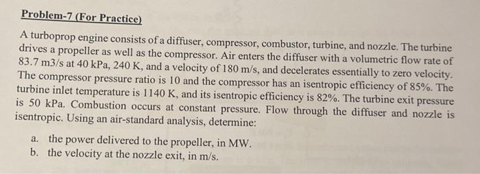Solved Problem-7 (For Practice) A turboprop engine consists | Chegg.com