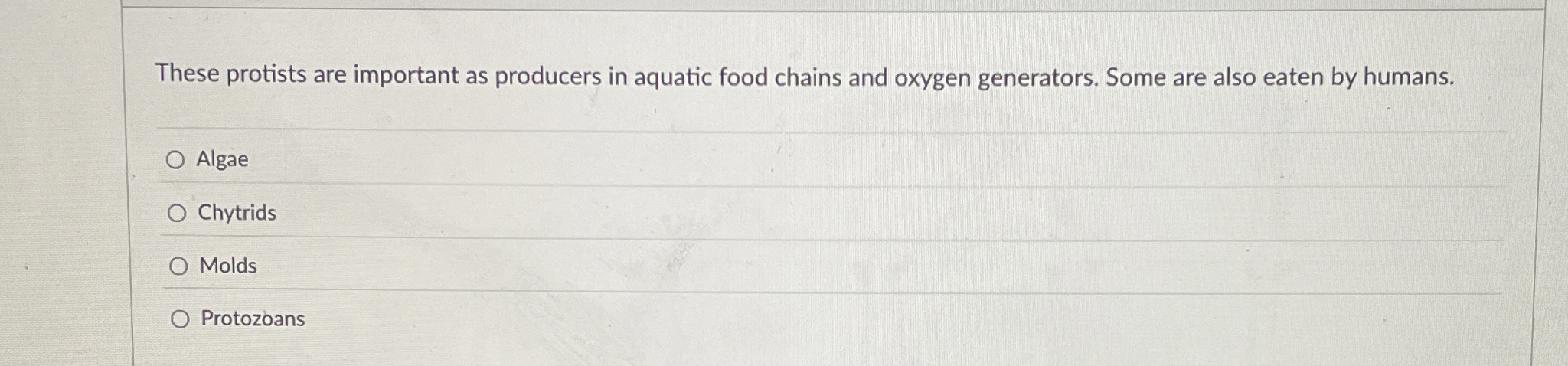 Solved These protists are important as producers in aquatic | Chegg.com