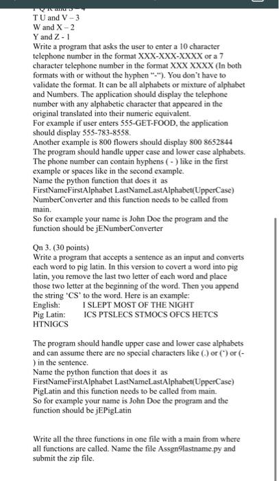 Solved Assignment 9: Strings Qn.1 ( 35 points) In Python | Chegg.com