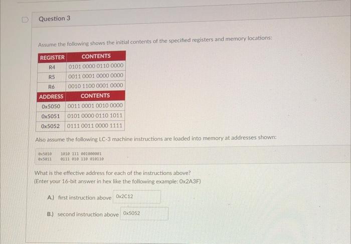 Solved Assume the following shows the initial contents of | Chegg.com