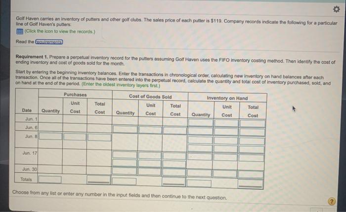 Solved Golf Haven carries an inventory of putters and other | Chegg.com