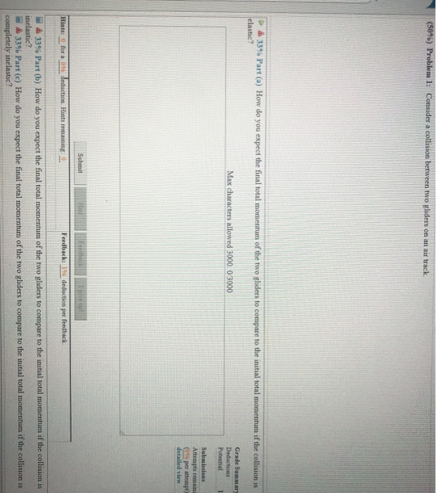 Solved (50%) Problem 1: Consider a collision between two | Chegg.com