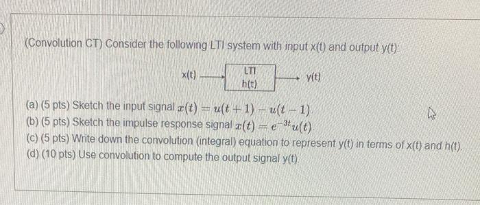 Solved (Convolution CT) Consider the following LTI system | Chegg.com
