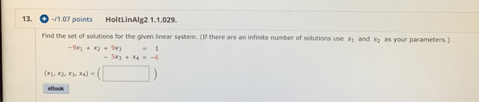 Solved 13. - 1.07 points HolthinAlg2 1.1.029. Find the set | Chegg.com