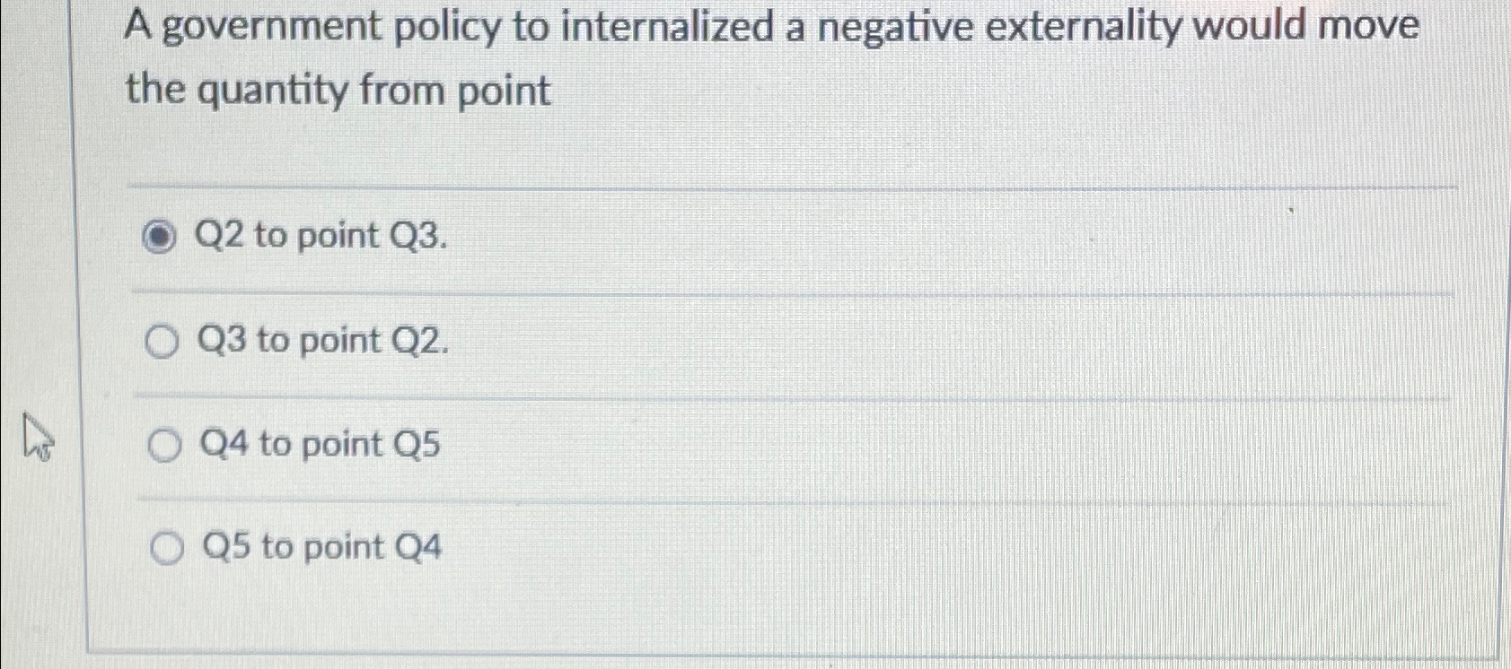 Solved A government policy to internalized a negative | Chegg.com