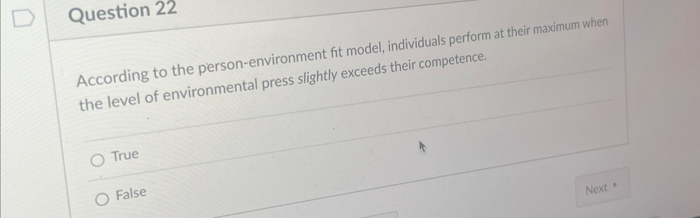 Solved Question 22According to the person-environment fit | Chegg.com