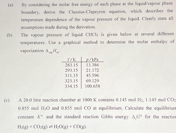 Solved (a) By considering the molar free energy of each | Chegg.com