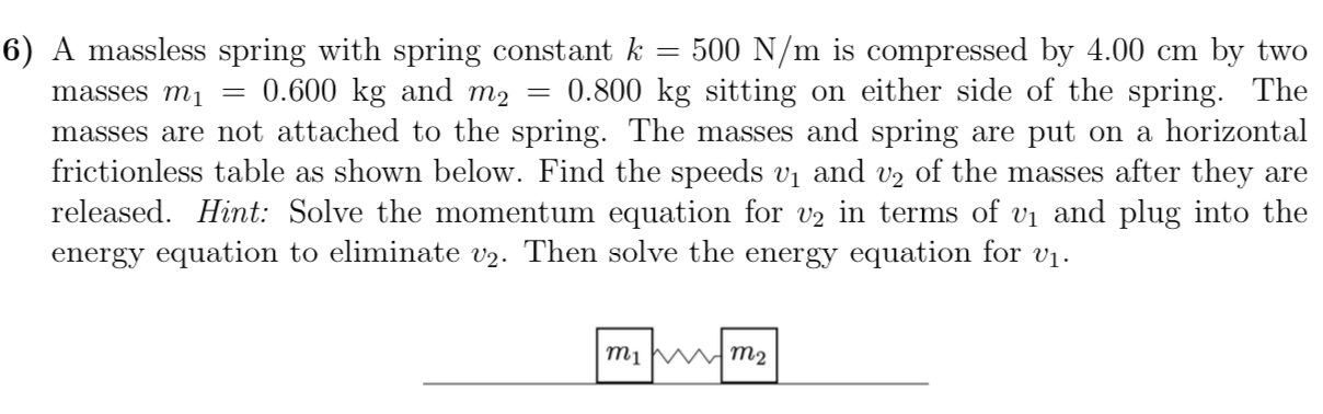 Solved A massless spring with spring constant k=500Nm ﻿is | Chegg.com