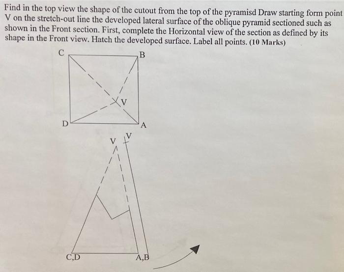 Solved Find in the top view the shape of the cutout from the | Chegg.com