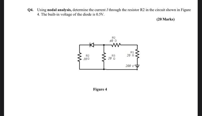 Solved Q4. Using nodal analysis, determine the current I | Chegg.com