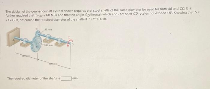 Solved The design of the gear-and-shaft system shown | Chegg.com
